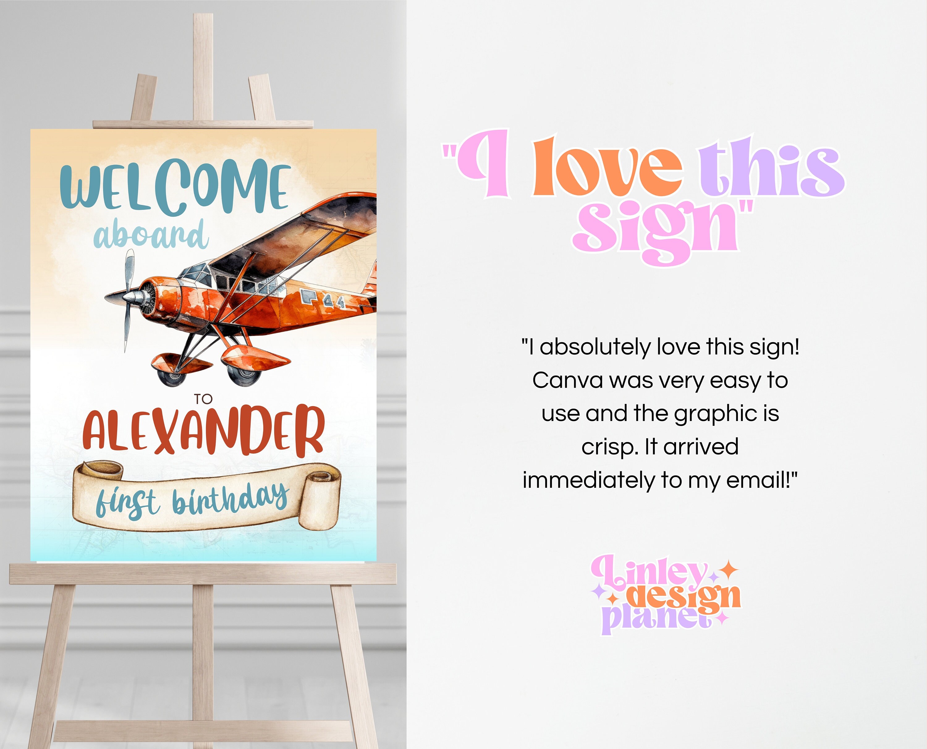 Editable Airplane Birthday Welcome Sign, Airplane Birthday Party ...