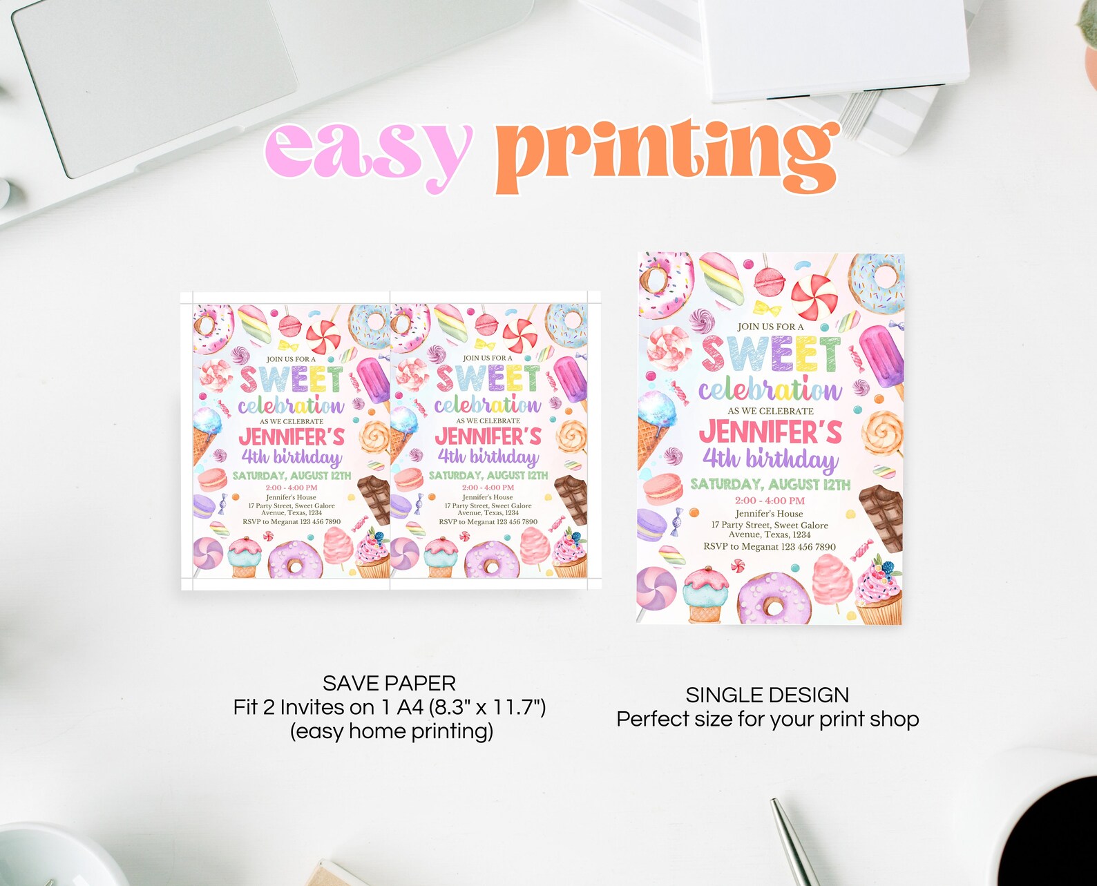 Editable Sweets Candy Invitation Template, Sweet Candy Birthday ...