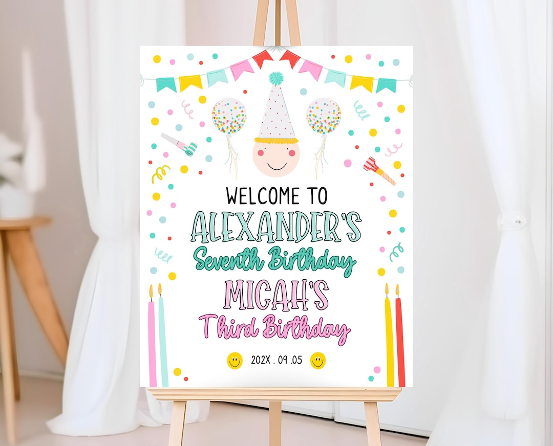 Editable Siblings Birthday Welcome Sign, Brother and Sister Birthday ...