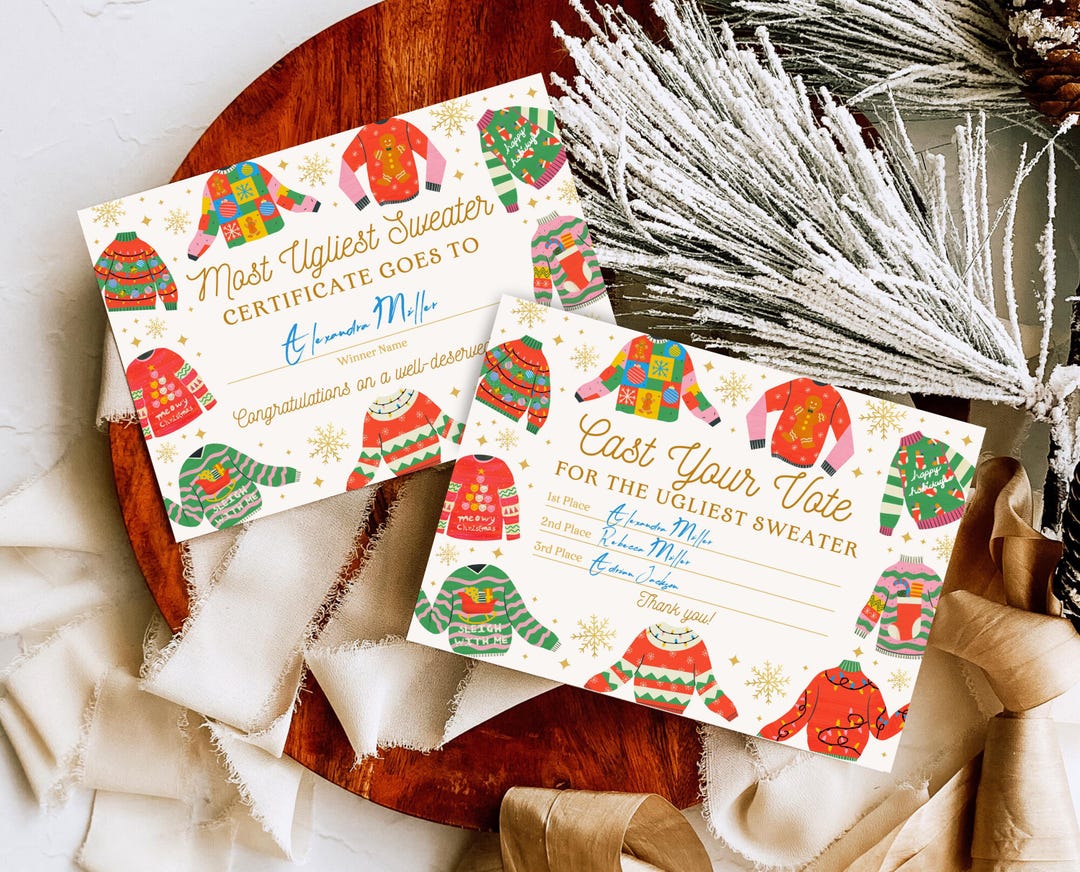 Editable Ugly Sweater Christmas Voting Bundle, Ugly Sweater Contest ...
