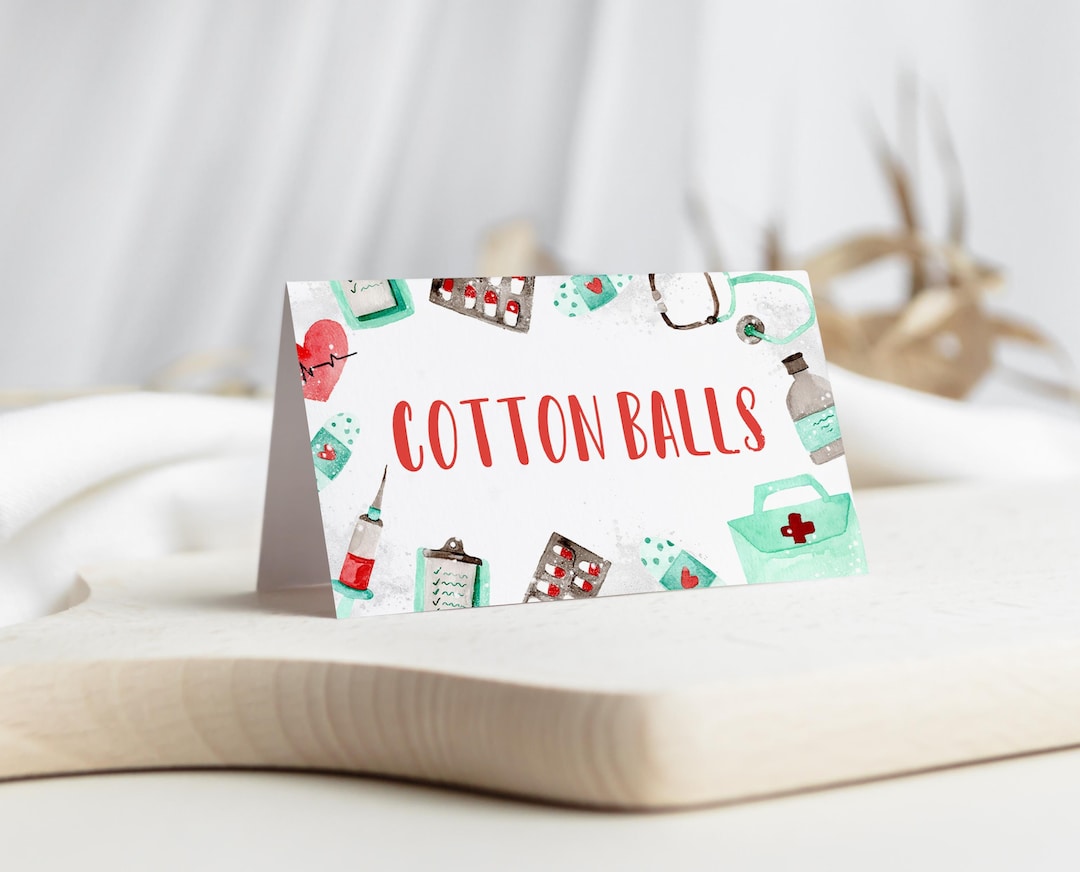 Editable Medical Birthday Food Label Template, Medical Party Tent Cards ...