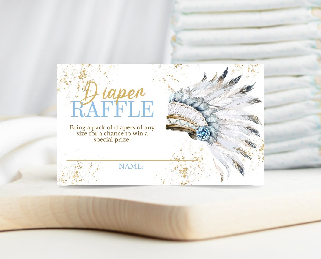 Editable Tribal Baby Shower Diaper Raffle Ticket, Tribal Boy Baby ...
