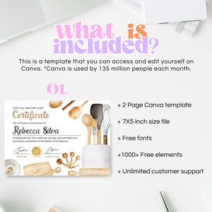 Editable Chef Certificate for Kids, Little Chef Certificate, Kids Chef ...