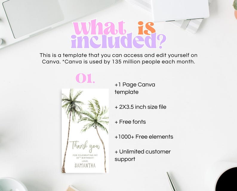 Tropical Palm Party Favor Tags: Beach Birthday Printable (canva ...