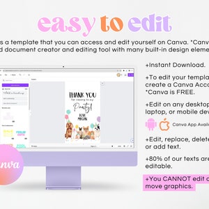 Editable Dog and Cat Birthday Party Thank You Favor Tags, Puppies ...