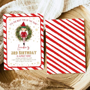 Editable Christmas Elf Birthday Invitation Template, Elf Birthday ...
