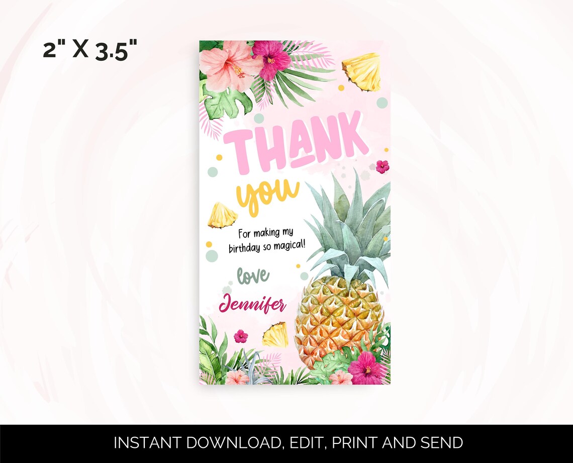 Editable Hawaiian Luau Birthday Favor Tag Tropical Hawaiian - Etsy