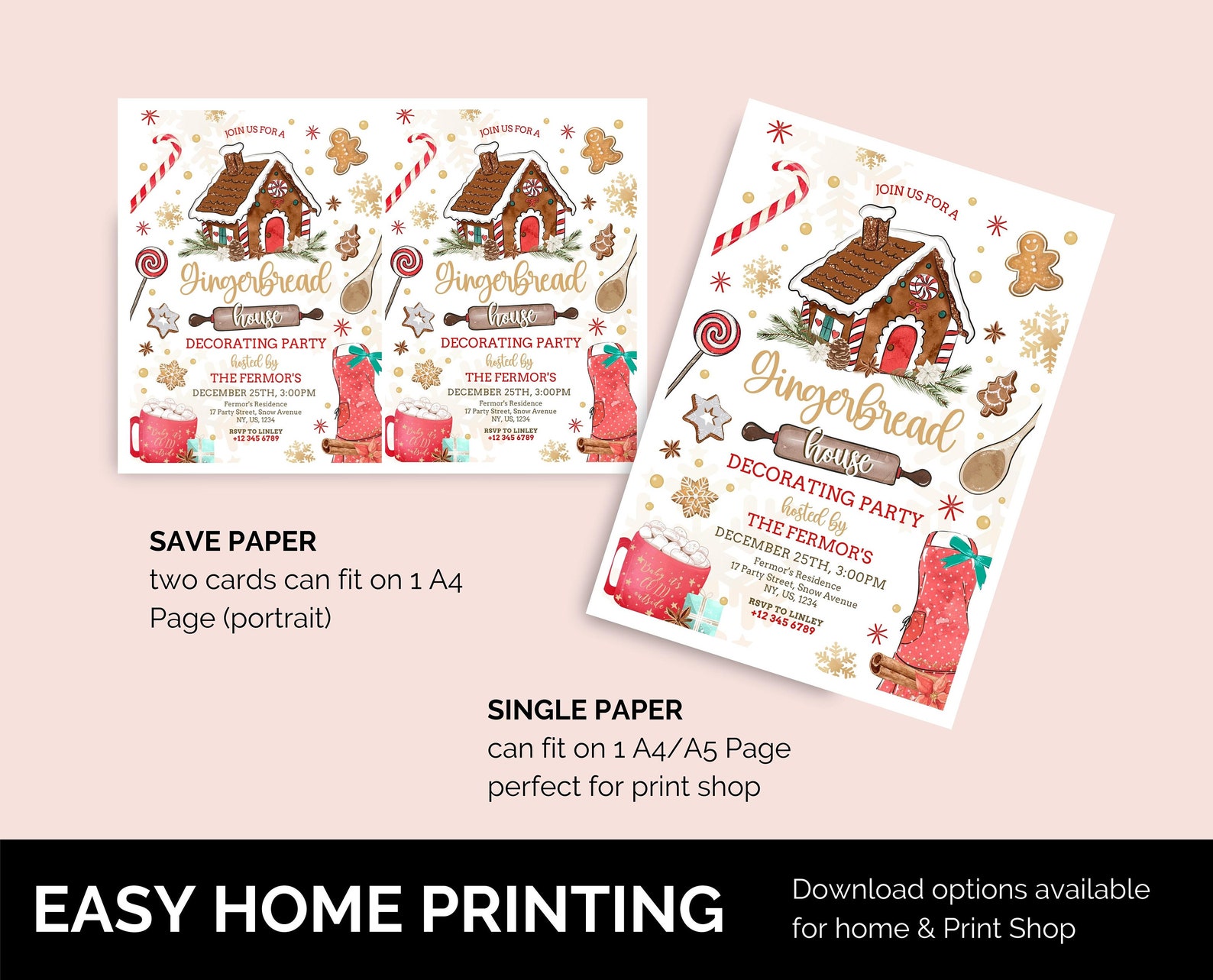 Editable Christmas Gingerbread House Decorating Party - Etsy