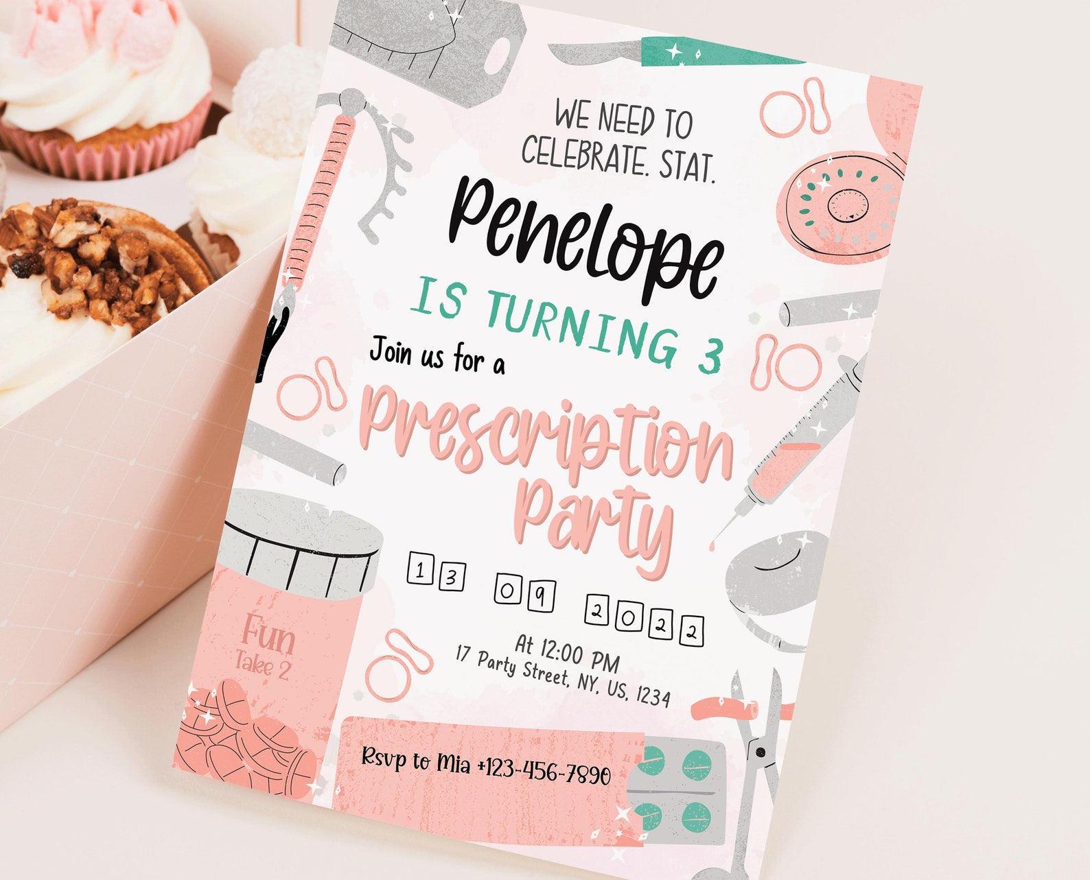 Editable Doctor Birthday Prescription Invitation Medical Nurse - Etsy