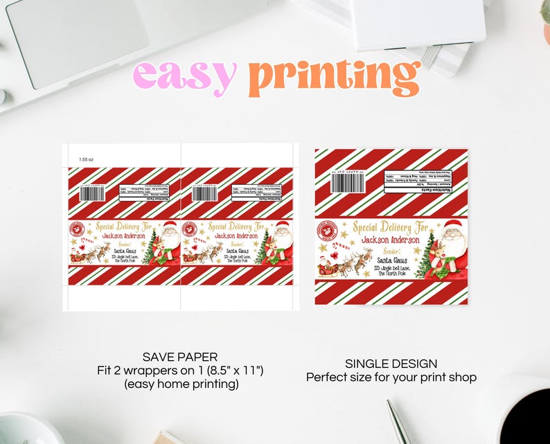 Editable Christmas Candy Bar Wrapper Template, Christmas Chocolate ...