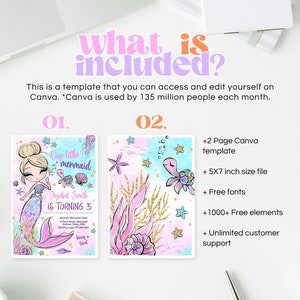 Editable Mermaid Birthday Invitation, Pink Mermaid Invite, Under the ...