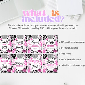 Editable Disco Cowgirl Birthday Sign Bundle, Pink Disco Cowgirl ...