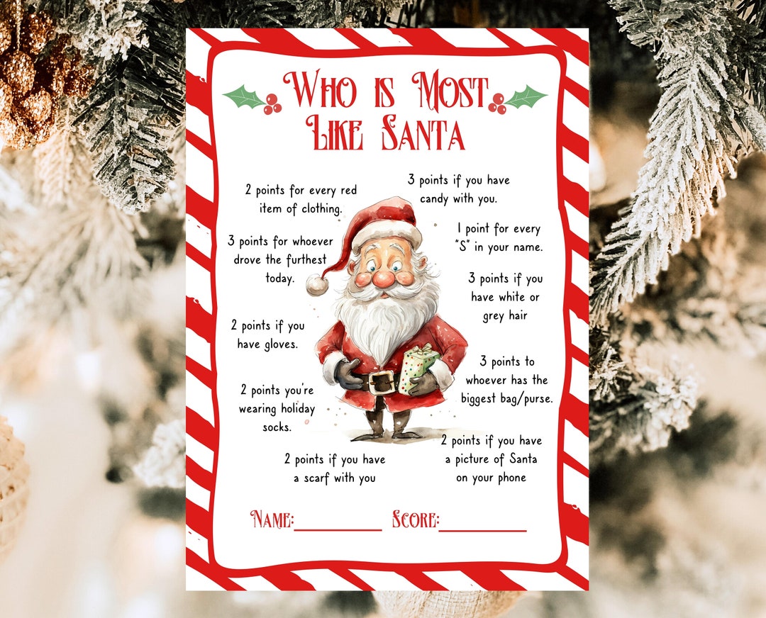 Christmas Who is Most Like Santa Game Template, Printable Christmas ...