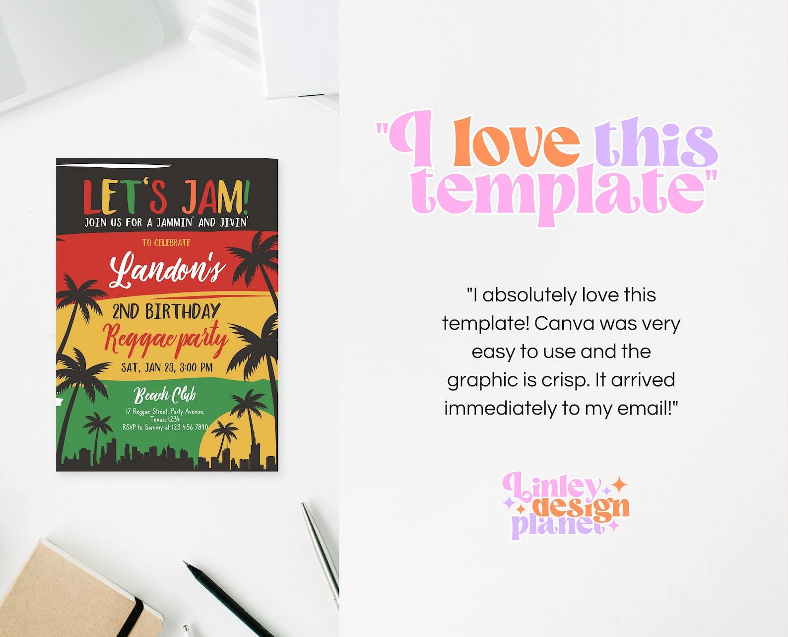Editable Reggae Birthday Invitation, Reggae First Birthday Party Invite ...