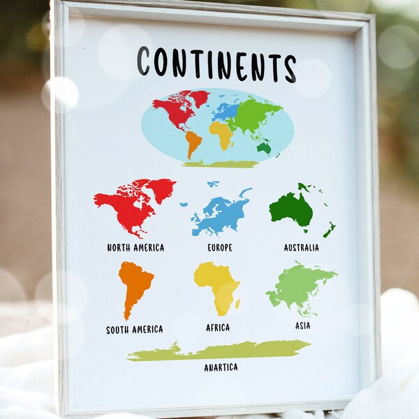 Printable Continent Wall Art - Etsy