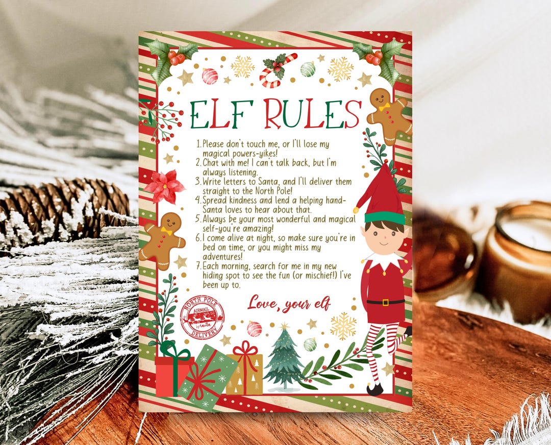 Editable Christmas Elf Magic Rules for Kids Template, Do Not Touch Me ...