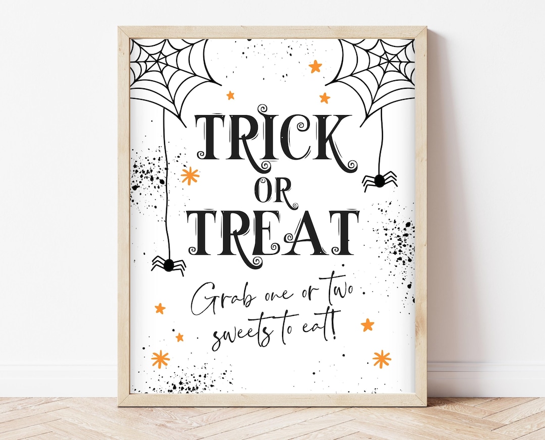 Printable Please Take One Treat Sign, Halloween Trick-or-treat Sign ...