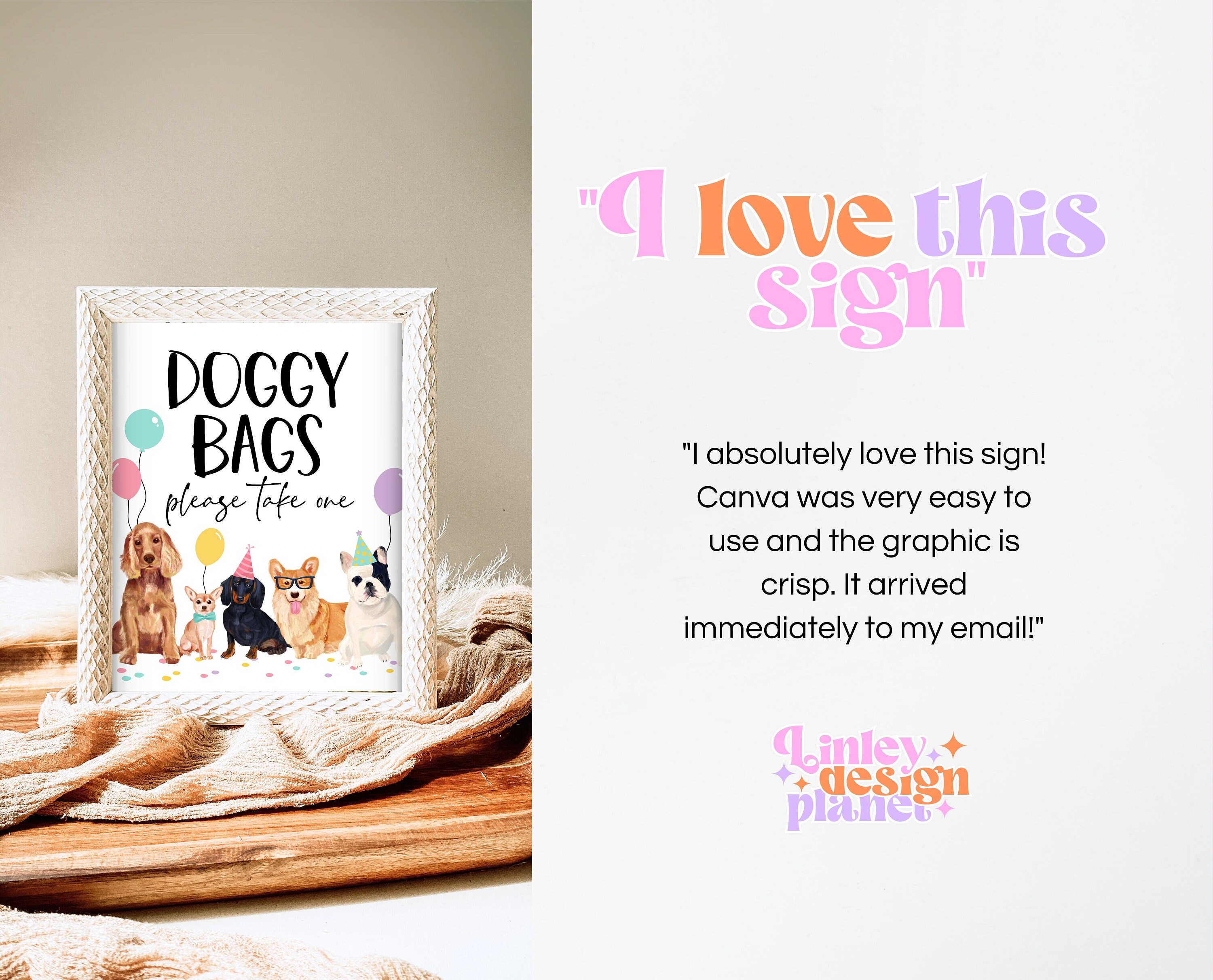Editable Favor Doggy Bag Sign , Puppy Birthday Table Decor Dog Birthday ...