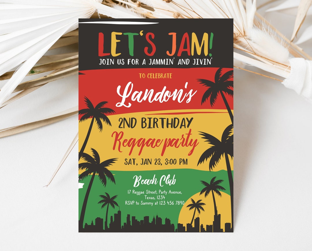 Editable Reggae Birthday Invitation, Reggae First Birthday Party Invite ...