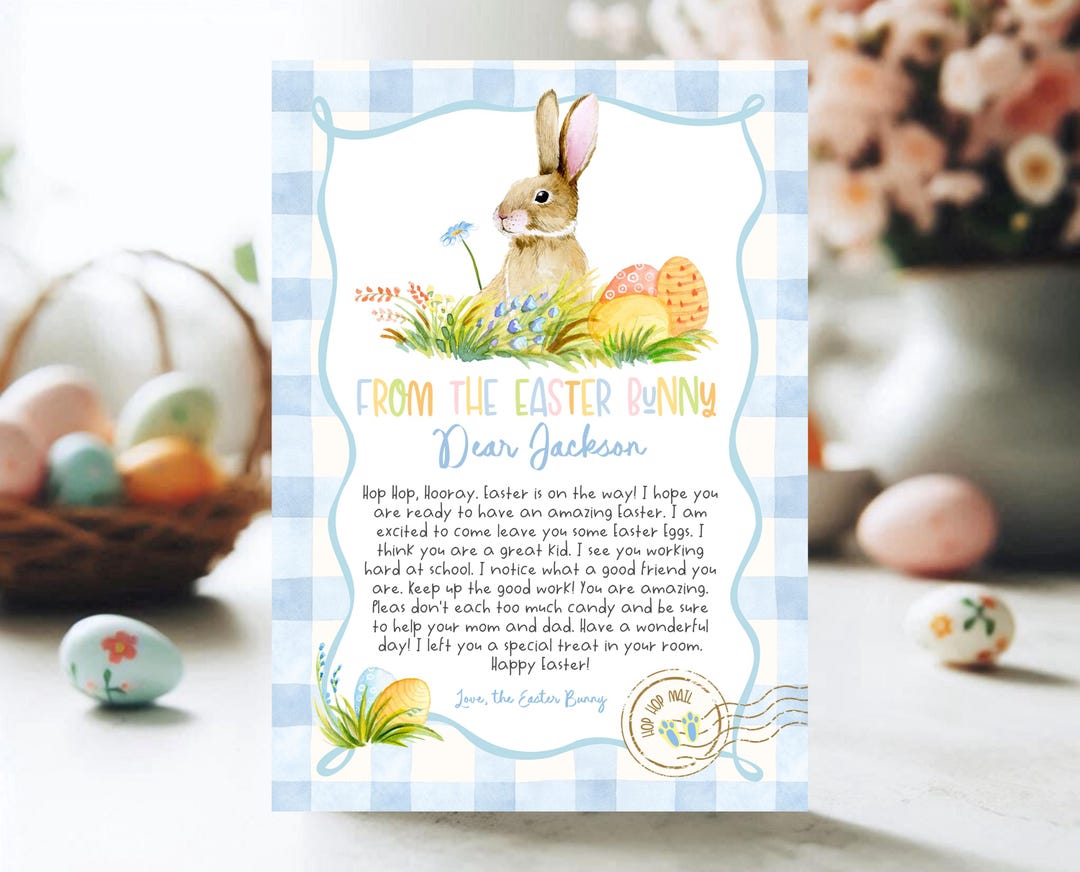 Editable Easter Bunny Easter Basket Letter, Personalized Letter From ...