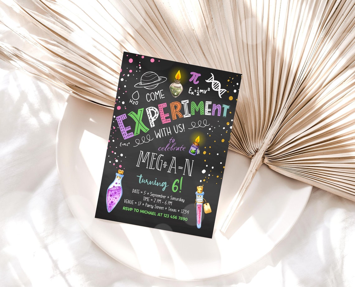 Editable Scientist Birthday Invitation Science Experiment - Etsy