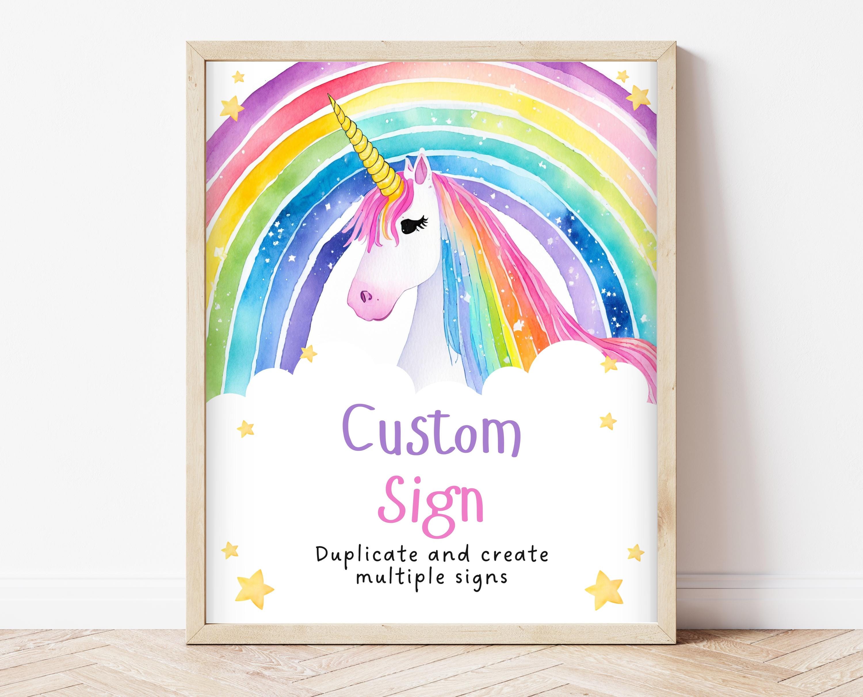 Editable Unicorn Birthday Sign: Pastel Rainbow Party Decor (instant ...