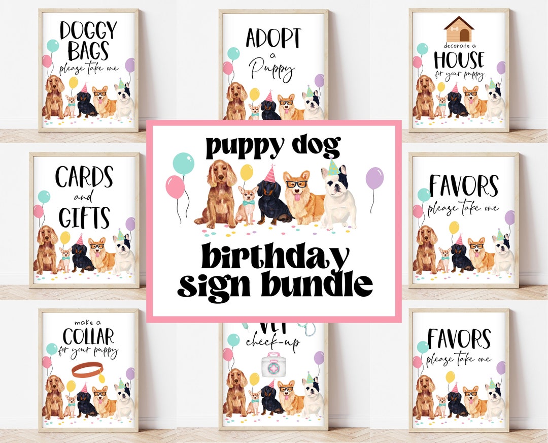 Editable Dog Birthday Sign Bundle, Puppy Birthday Custom Signs ...