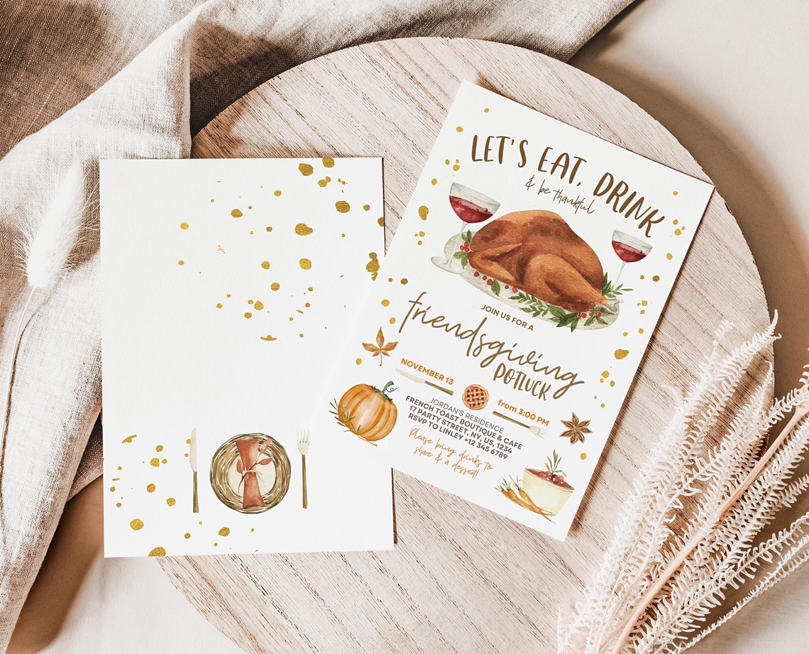 Editable Thanksgiving Invitation Friendsgiving Invite Rustic - Etsy