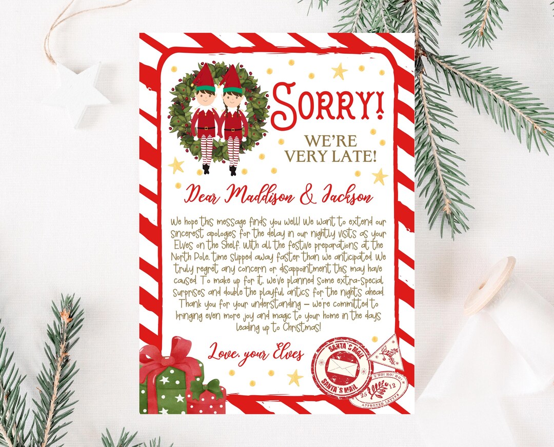 Editable Elf Late Arrival Letter: Christmas Activity (canva Template ...