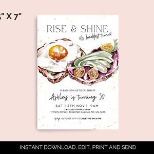 Editable Birthday Breakfast Invitation, Eggs and Toast Birthday Invite ...