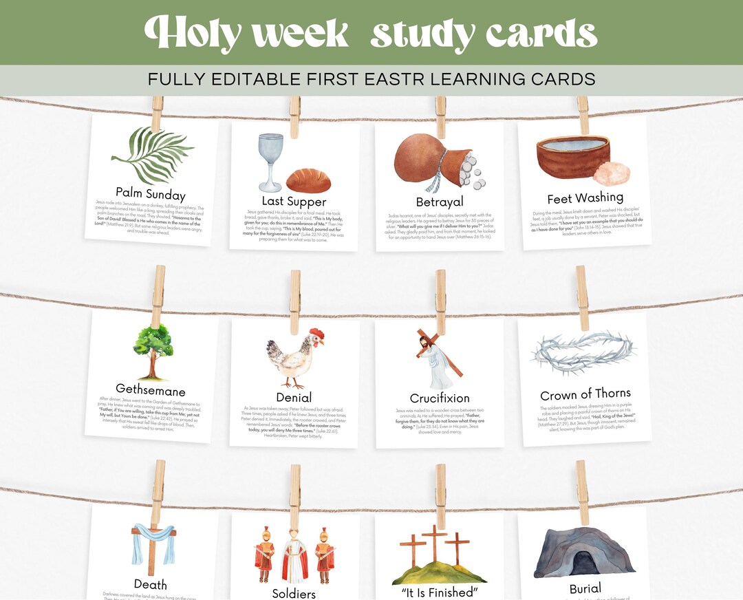 Editable LDS Holy Week Study Cards: Easter Scripture (digital Download ...