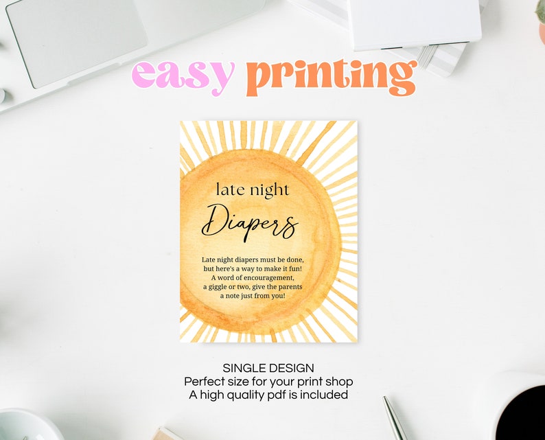 Late Night Diapers Sign Sunshine Baby Shower, A Little Ray of Sunshine ...