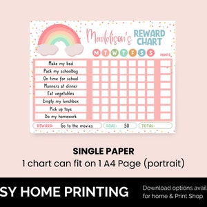 Editable Rainbow Reward Chart, Kids Chore Reward Chart, Printable Chore ...