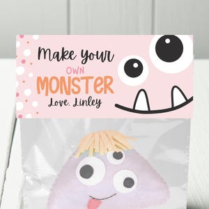 Editable Build A Monster Bag Topper, Build A Monster Favor Tag, Trick ...