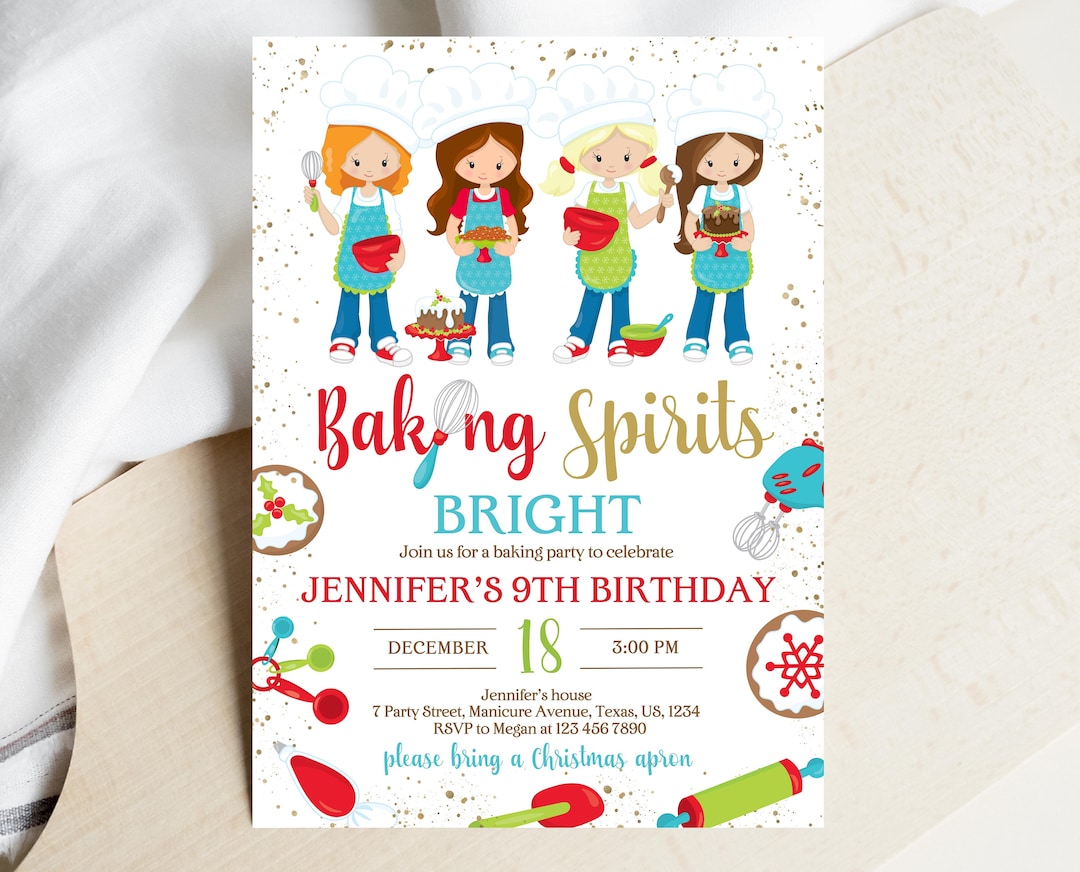 Editable Christmas Baking Invitation Template, Cookie Party Invite for ...