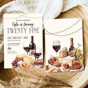 Editable Wine Charcuterie Invitation Wine Cheese Invite Twenty Fine ...