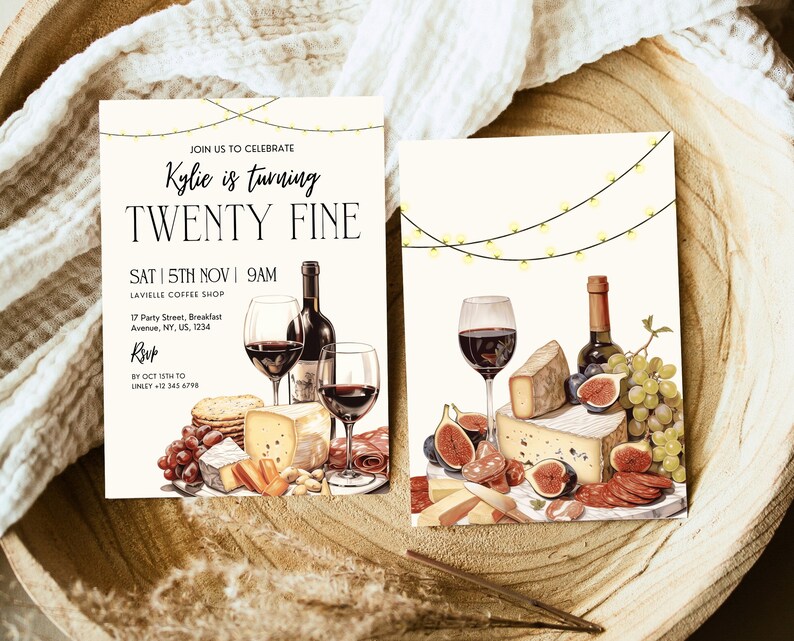 Editable Wine Charcuterie Invitation Wine Cheese Invite Twenty Fine ...