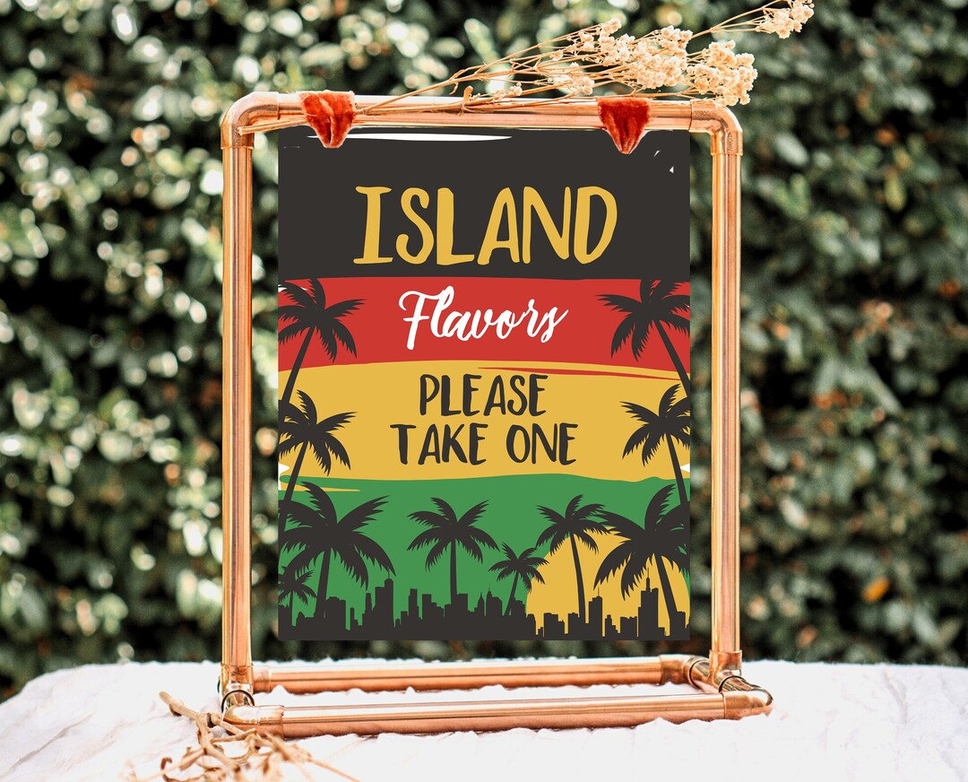 Island Flavors Sign Reggae Birthday, Reggae 1st Birthday Sign, Jamaican ...
