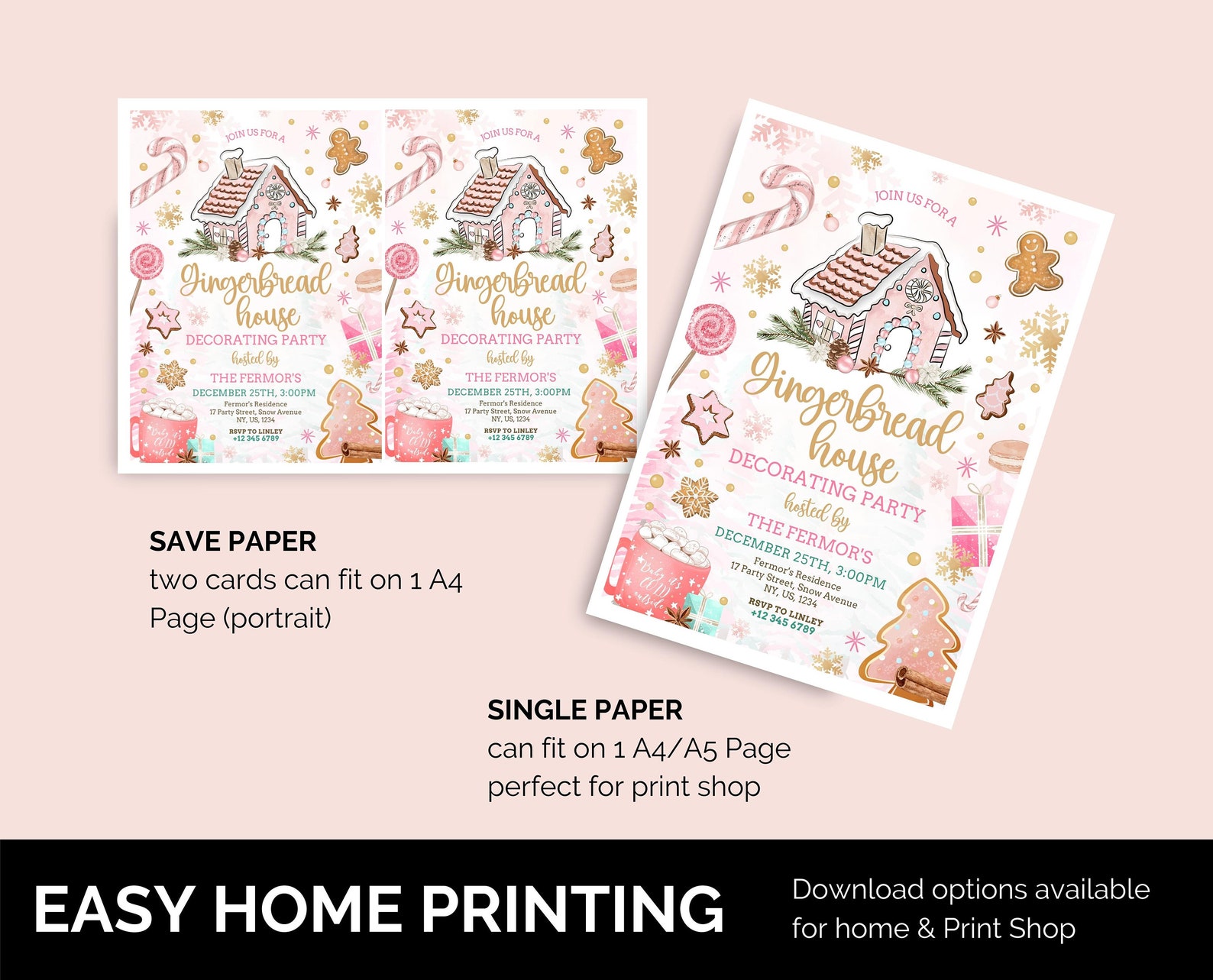 Editable Christmas Gingerbread House Decorating Party - Etsy