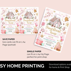 Editable Christmas Gingerbread House Decorating Party Invitation Pink ...
