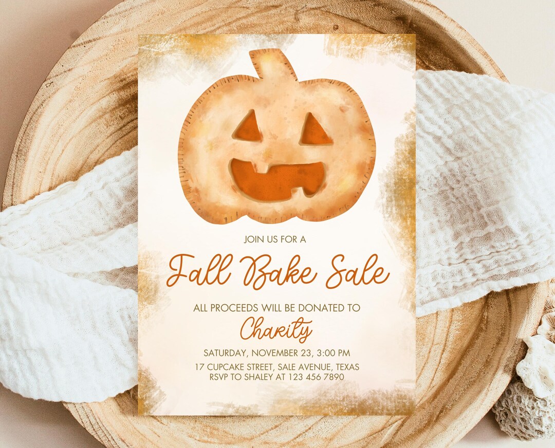 Editable Fall Bake Sale Invitation, Printable School Bake Sale Poster ...