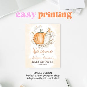 Editable Fall Baby Shower Welcome Sign, Fall Pumpkin Baby Shower Sign ...
