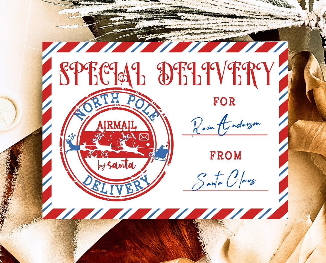 North Pole Gift Tag From Santa, Christmas Special Delivery Card ...