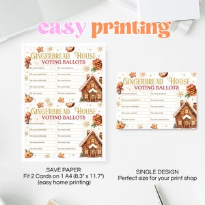 Editable Gingerbread House Voting Ballot, Voting Card, Red Christmas ...