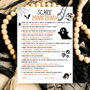 Halloween Scary Movie Trivia Game Template, Halloween Trivia, Halloween ...