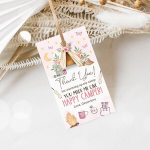 Editable Camp Party Favor Tag, Camp Out Birthday Thank You Card ...
