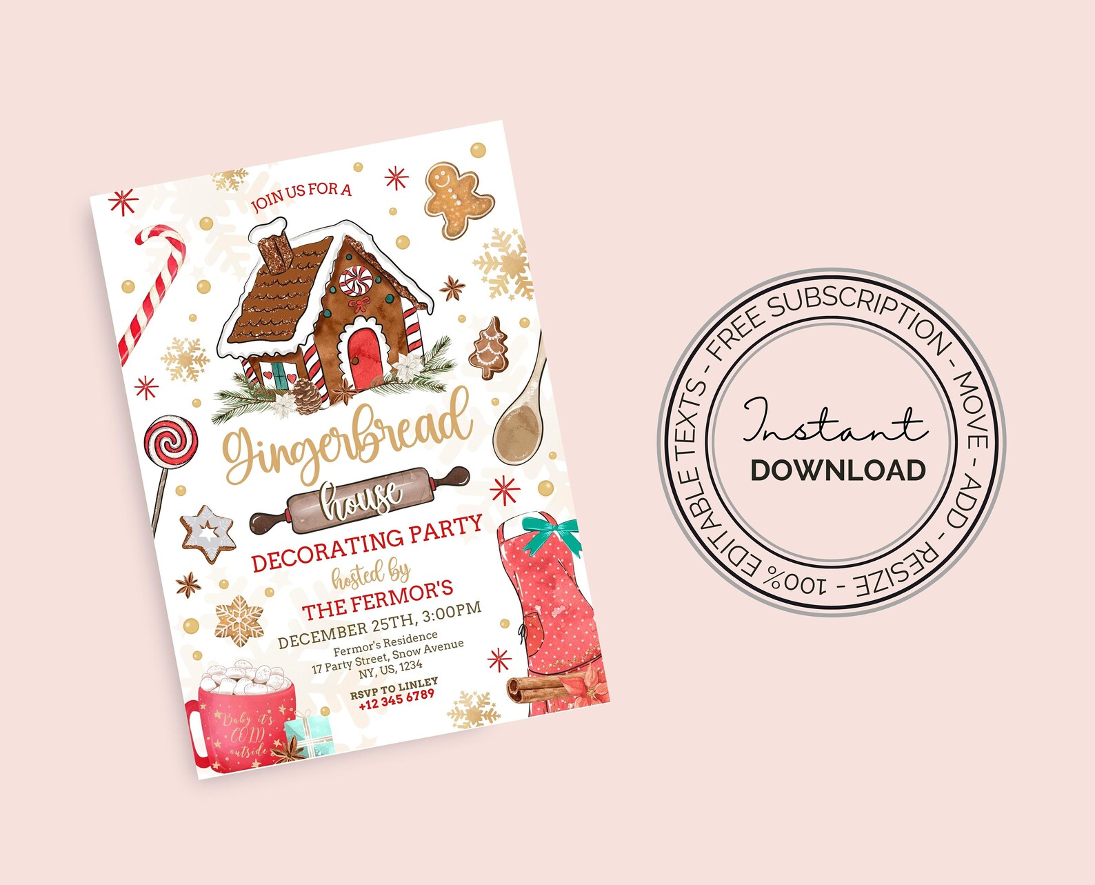 Editable Christmas Gingerbread House Decorating Party - Etsy