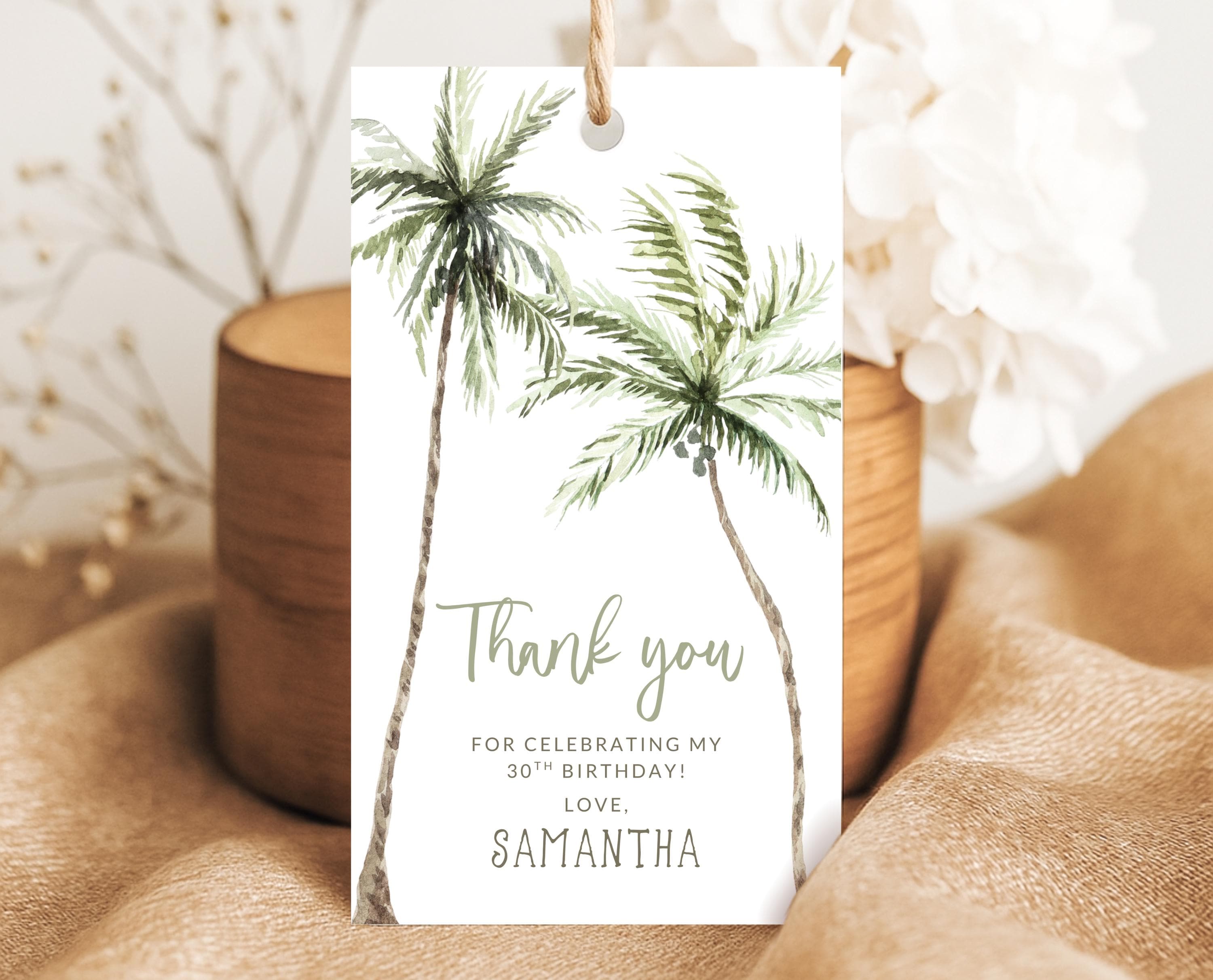 Tropical Palm Party Favor Tags: Beach Birthday Printable (canva ...