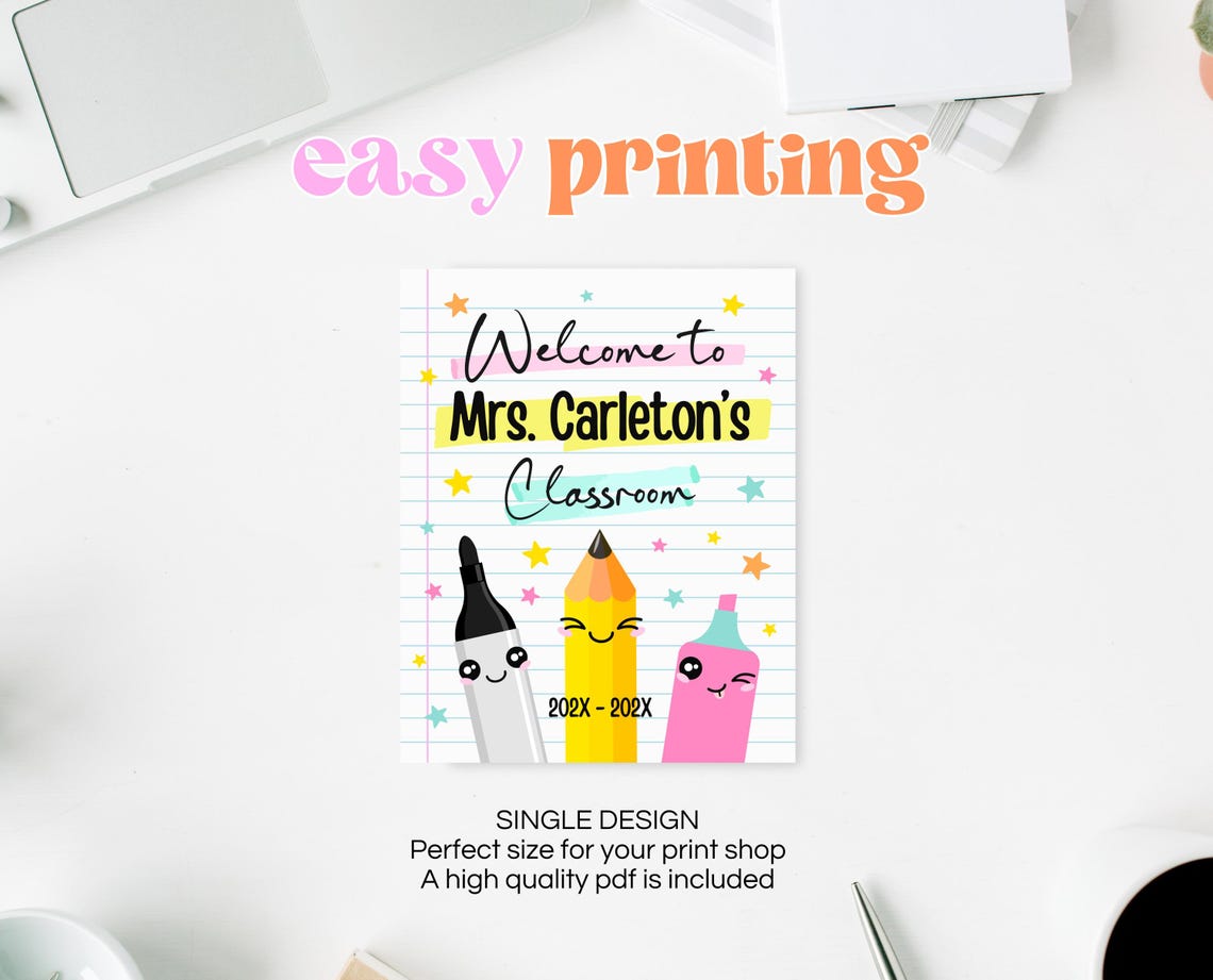 Editable Welcome to My Classroom Sign: Teacher Desk Printable (canva ...