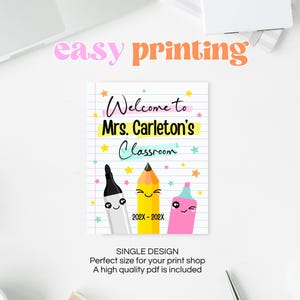 Editable Welcome to My Classroom Sign: Teacher Desk Printable (canva ...